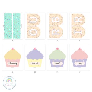 Pastel Cupcake Classroom Birthday Display Chart Birthday Bulletin Board ...