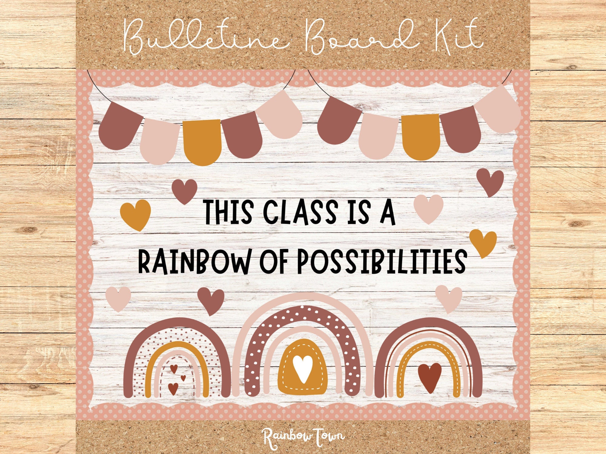Neutral Rainbow Bulletin Board Kit: Boho Classroom Decor (PDF) - Etsy