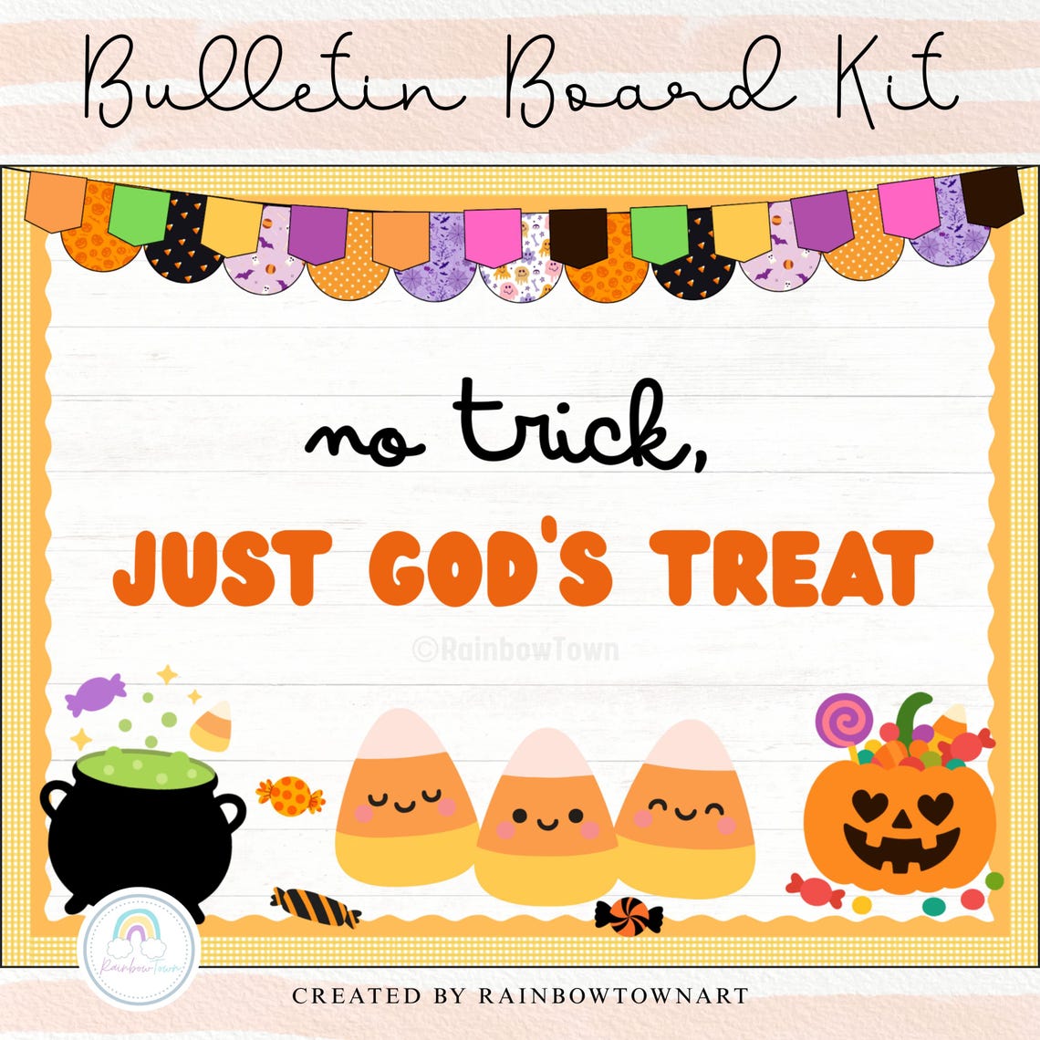 Halloween Bulletin Board Kit Candy Corn Christian Classroom Decorations ...