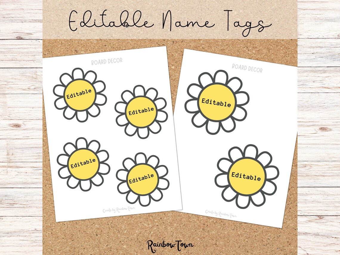 Editable Name Tags Spring Bulletin Board Decor - Etsy