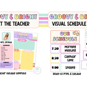 Groovy Bright Classroom Decor Bundle Printable Pastel Theme - Etsy