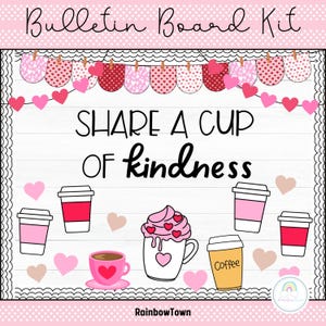 Valentine's Day Bulletin Board Kit Latte Love Classroom Door Decor ...