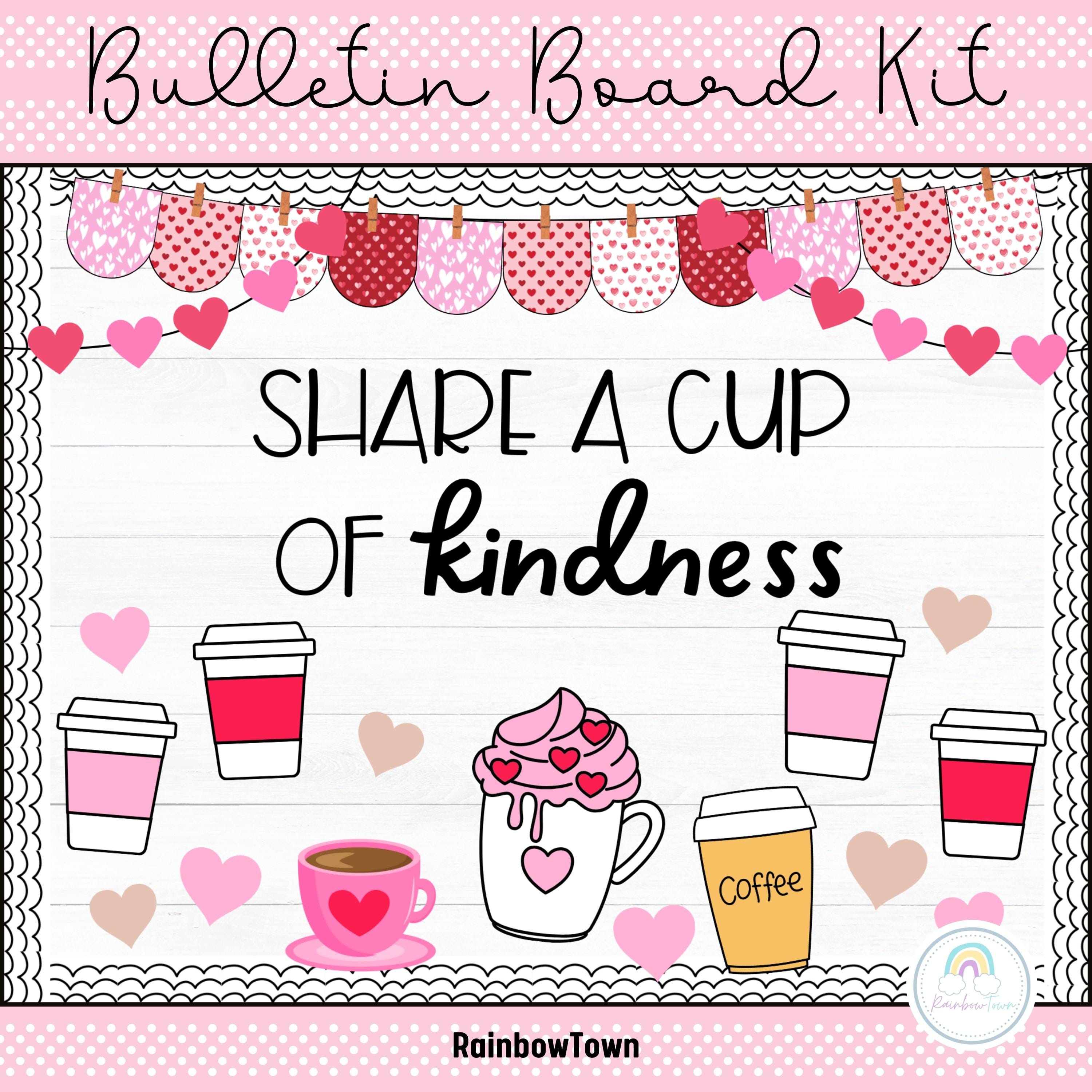 Valentine's Day Bulletin Board Kit Latte Love Classroom Door Decor ...