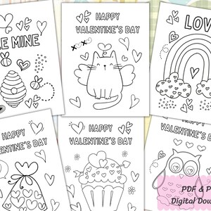 Valentine's Day Coloring Pages Printable Classroom Valentines DIY Cards ...