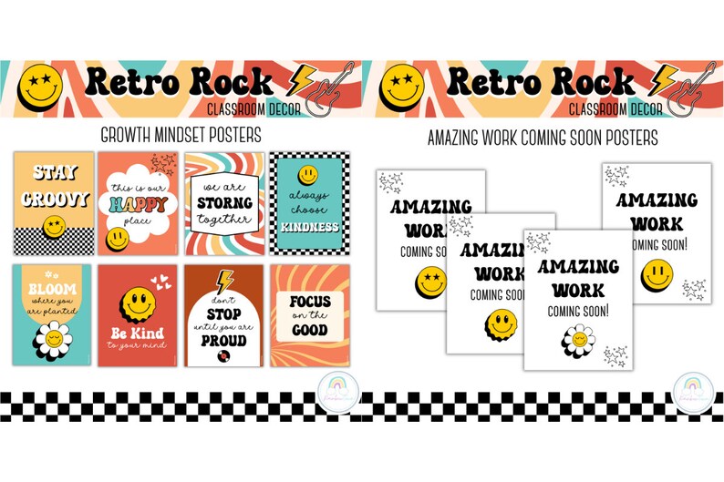 Retro Groovy Classroom Decor Bundle Printable & Editable - Etsy