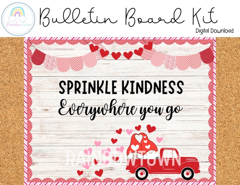 Valentine's Day Bulletin Board Kit Gnomes Heart Classroom Decor ...
