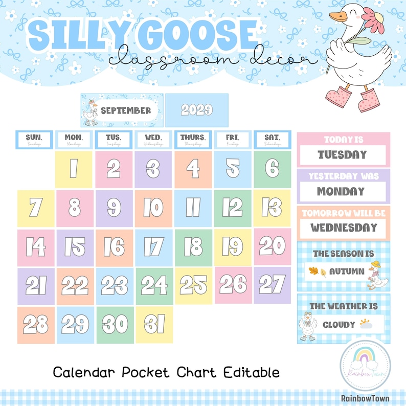 Goose Classroom Decor Bundle Groovy Pastel Decorations Printable ...