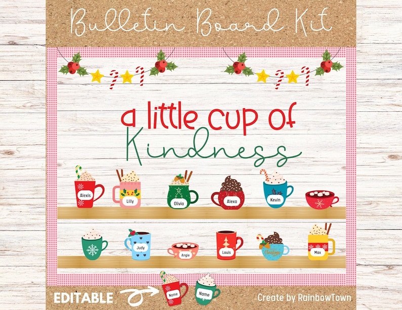 Christmas Bulletin Board A Cup of Kindness Classroom Decor Printable - Etsy