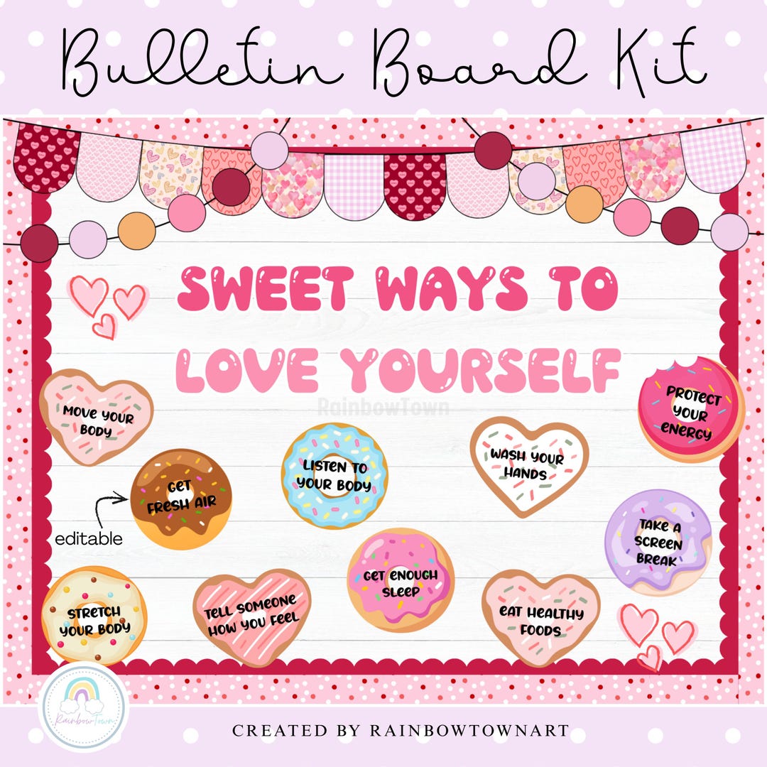 Valentine's Day Bulletin Board Kit Donuts Classroom Door Decor ...