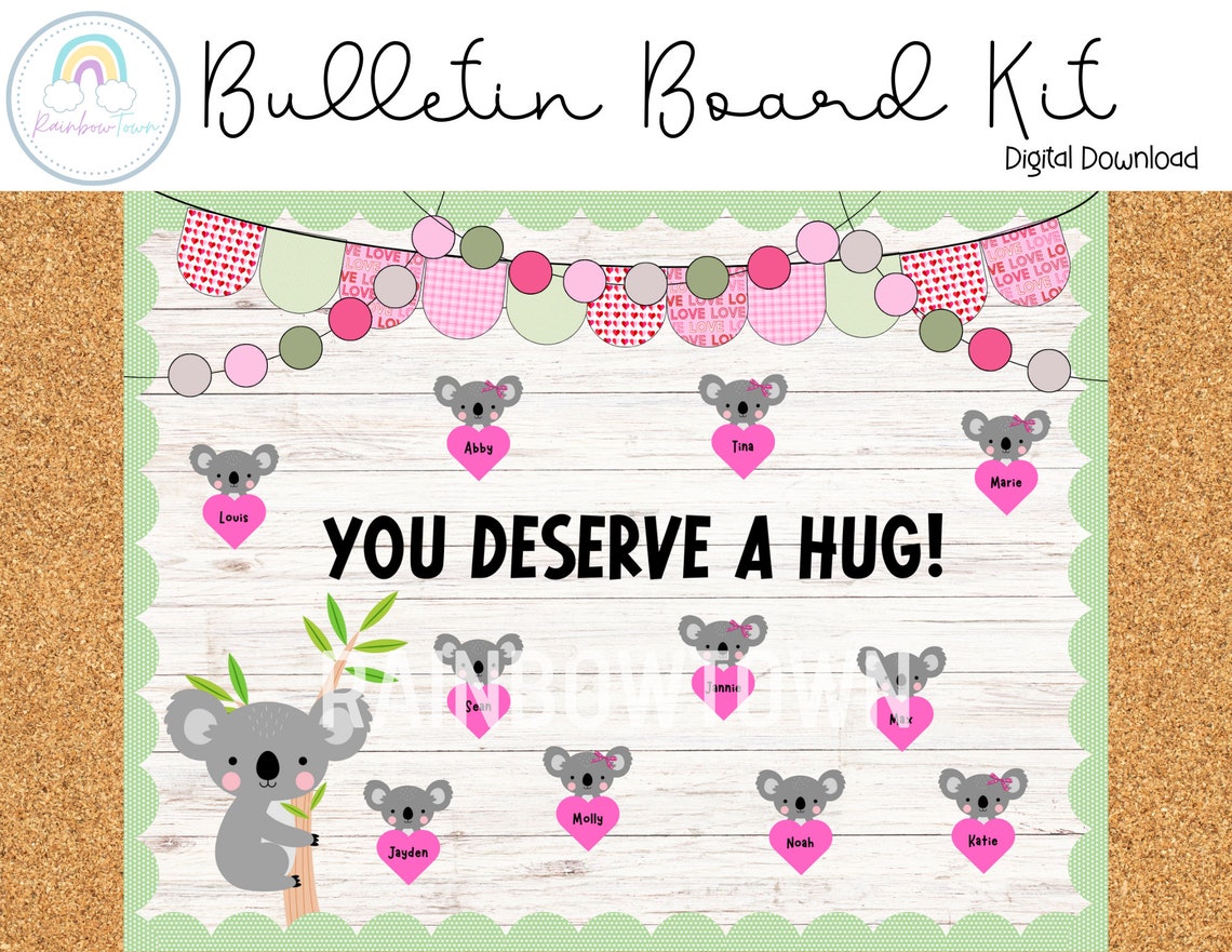 Valentine's Day Bulletin Board Koala Classroom Decor Printable Editable ...
