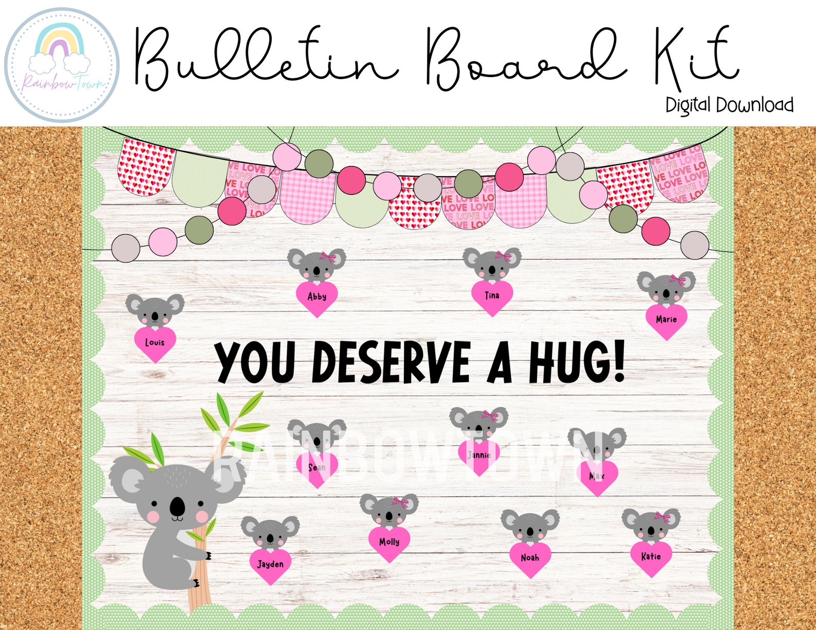 Valentine's Day Bulletin Board Koala Classroom Decor Printable Editable ...