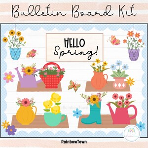 Spring Bulletin Board Flower Classroom Decor March Door Decor Printable ...