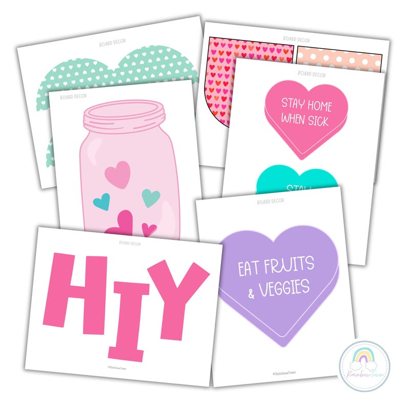 Valentine's Day Bulletin Board Kit Healthy Habits School Nurse Decor ...