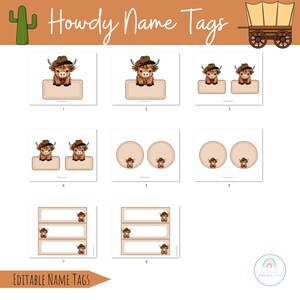 Howdy Highland Cow Name Tags Cubby Tags Classroom Labels Editable - Etsy
