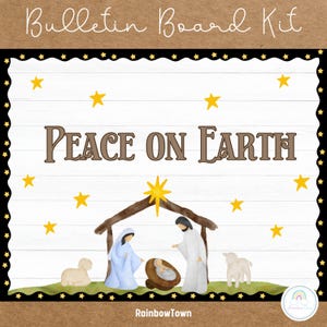 Nativity Scene Bulletin Board Kit | Minimalist Christmas Classroom ...