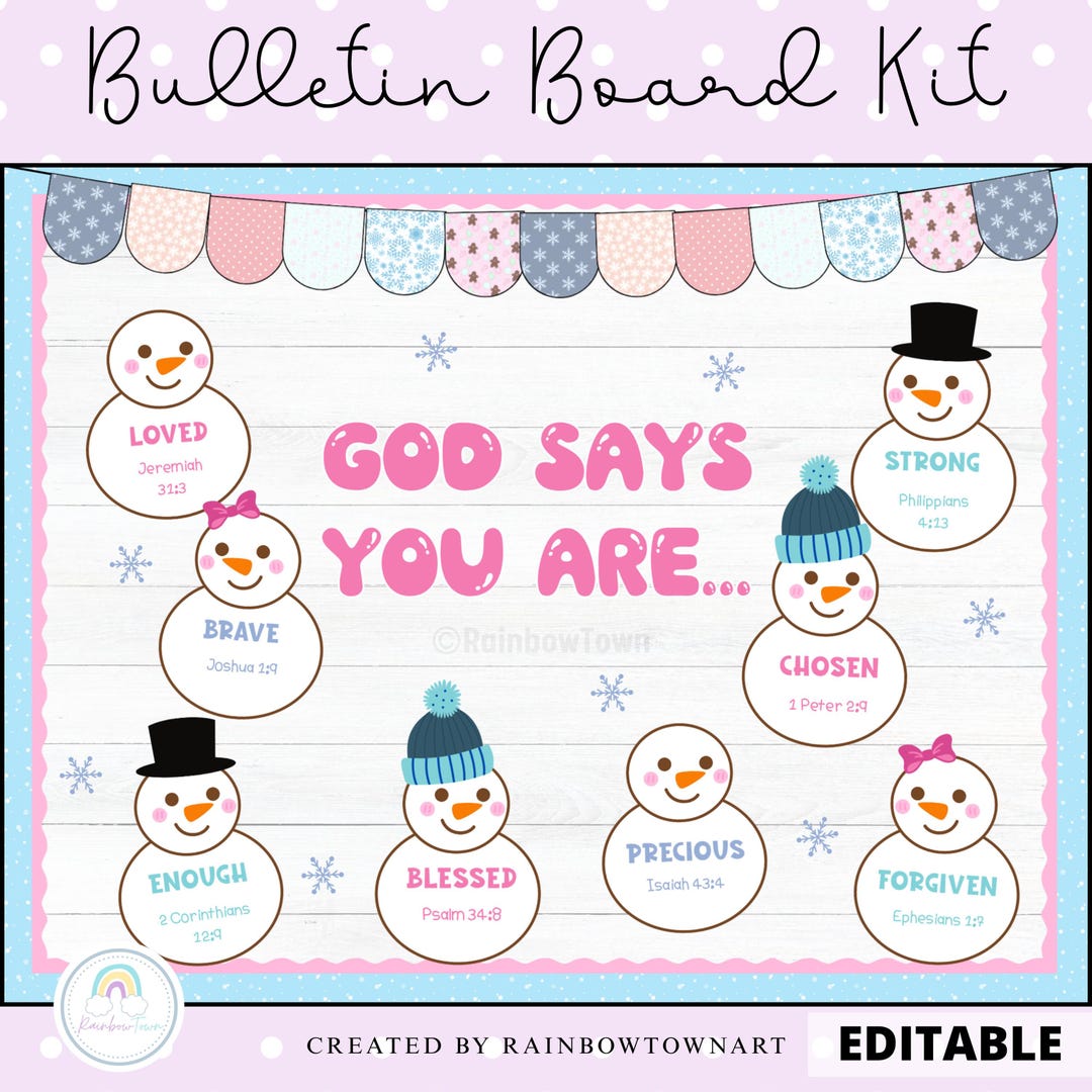 Winter Bulletin Board Kit Snowman Christian Classroom Decorations ...