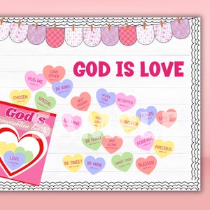 Valentine's Day Bulletin Board Christian Classroom Decor February Door ...