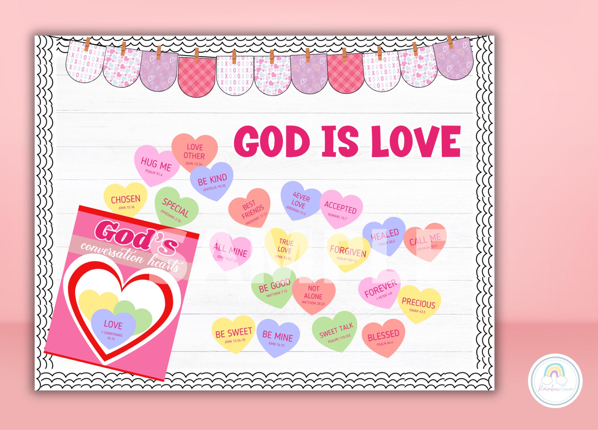 Valentine's Day Bulletin Board Kit God is Love Christian Classroom Door ...