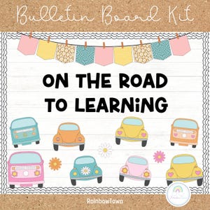 On the Road Back to School Bulletin Board Kit Groovy Classroom Decor ...