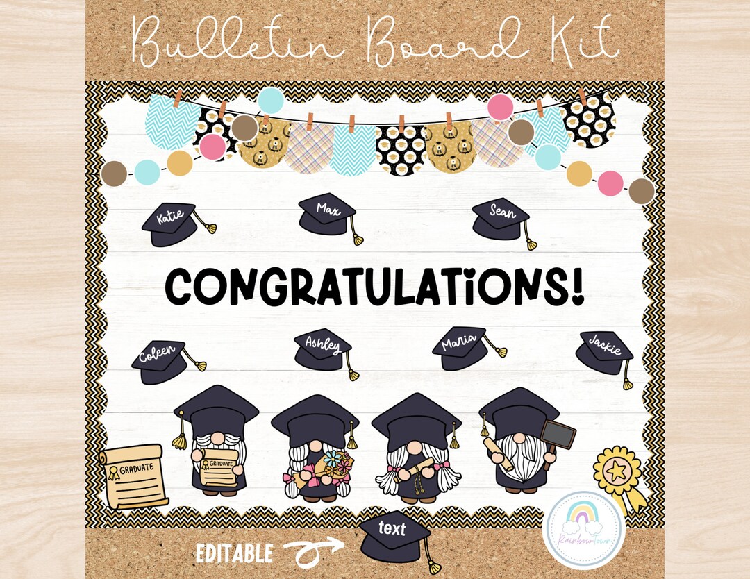 Graduating Gnomes Graduation Bulletin Board Kit End of Year Classroom ...