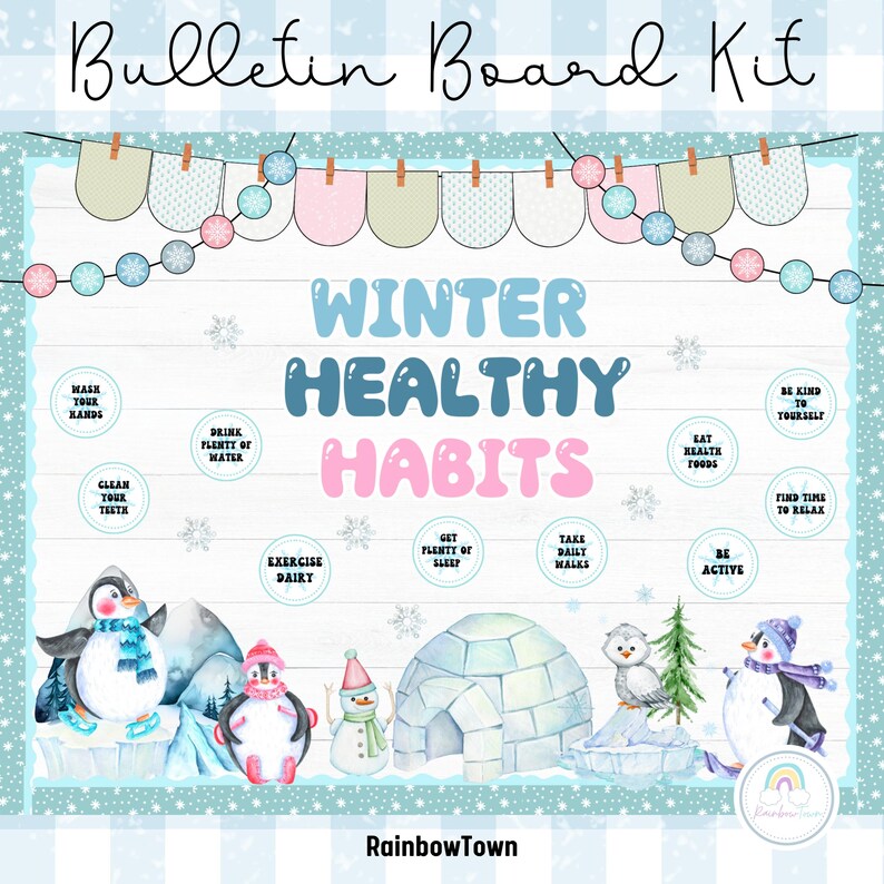 Winter Healthy Habits Bulletin Board Kit School Nurse Classroom ...