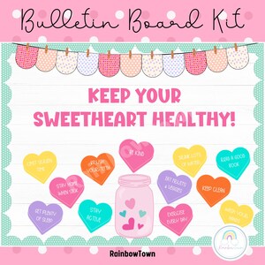 Valentine's Day Bulletin Board Kit Healthy Habits School Nurse Decor ...