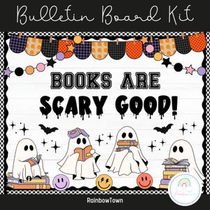 Halloween Bulletin Board Reading Bulletin Board Kit Library Decor Retro ...