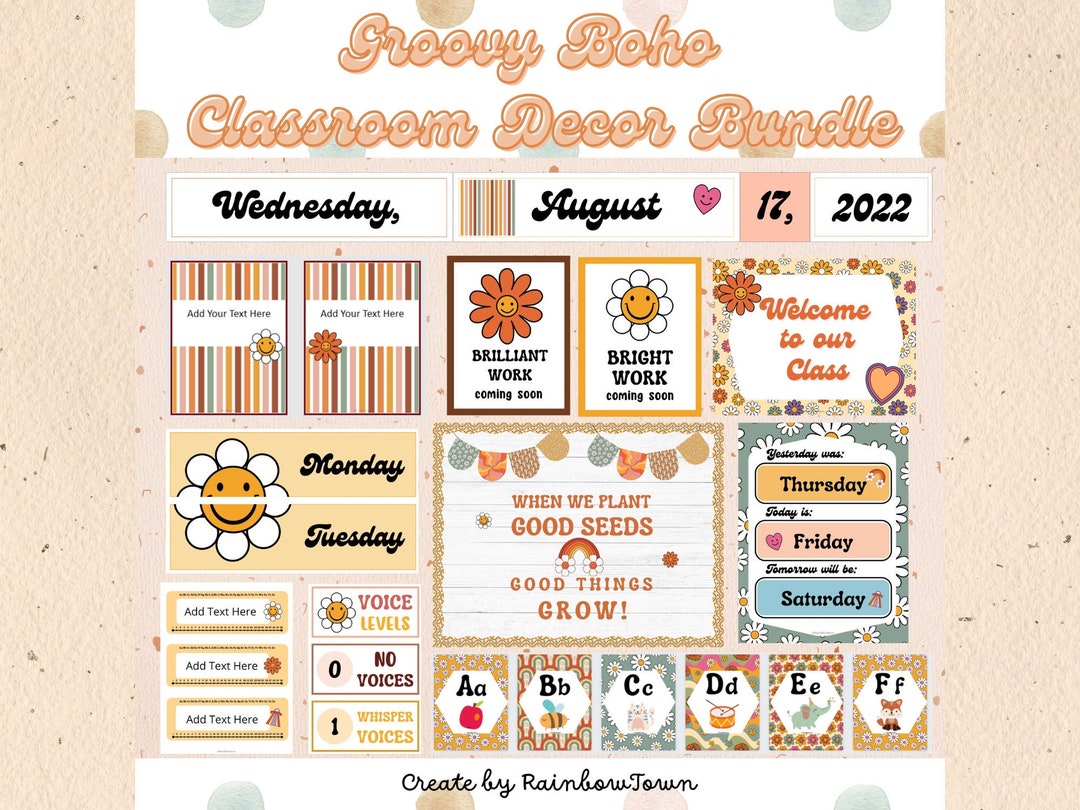 Groovy Retro Classroom Decor Bundle Complete Classroom Collection ...