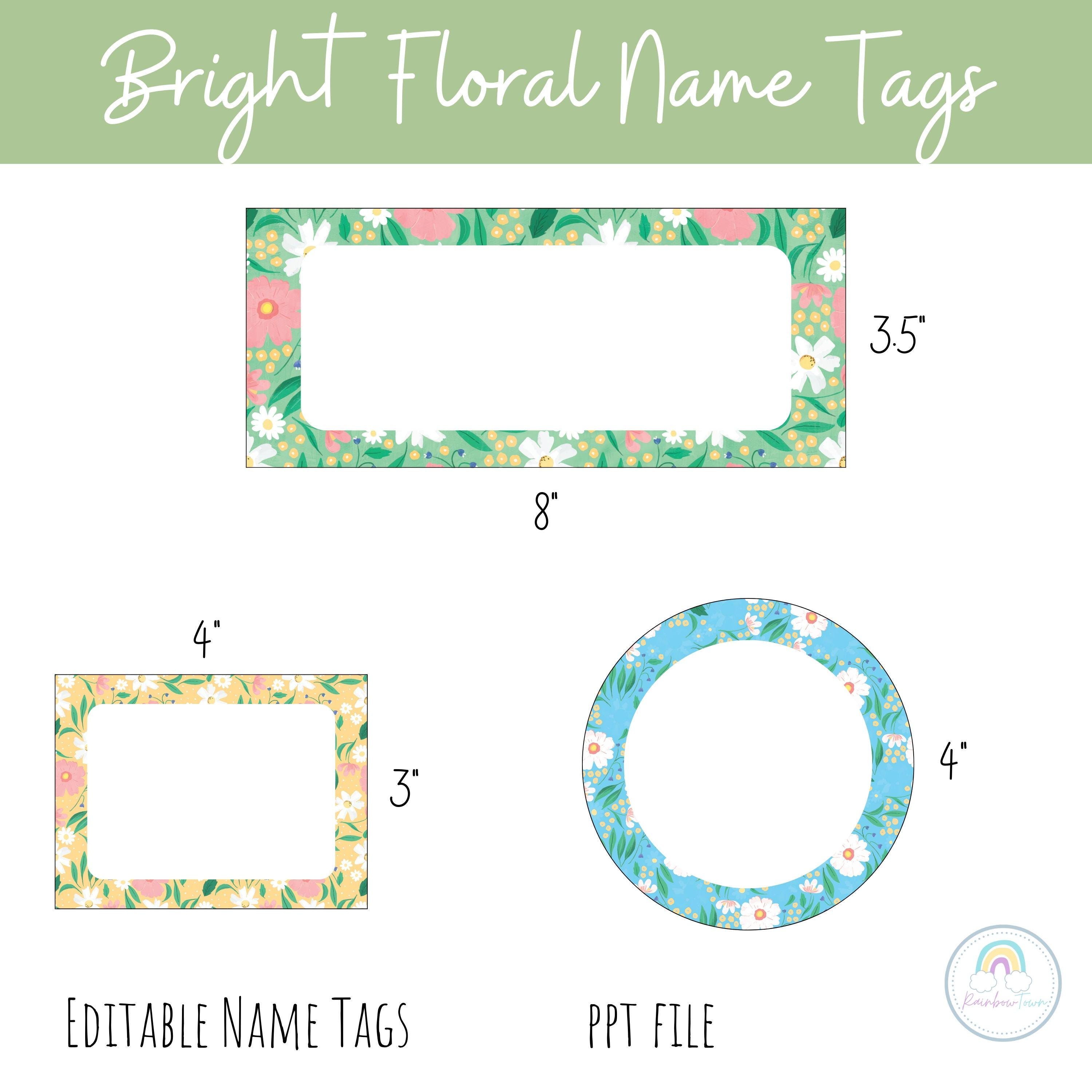 Floral Editable Name Tags: Classroom Student Desk Labels (PPT File) - Etsy