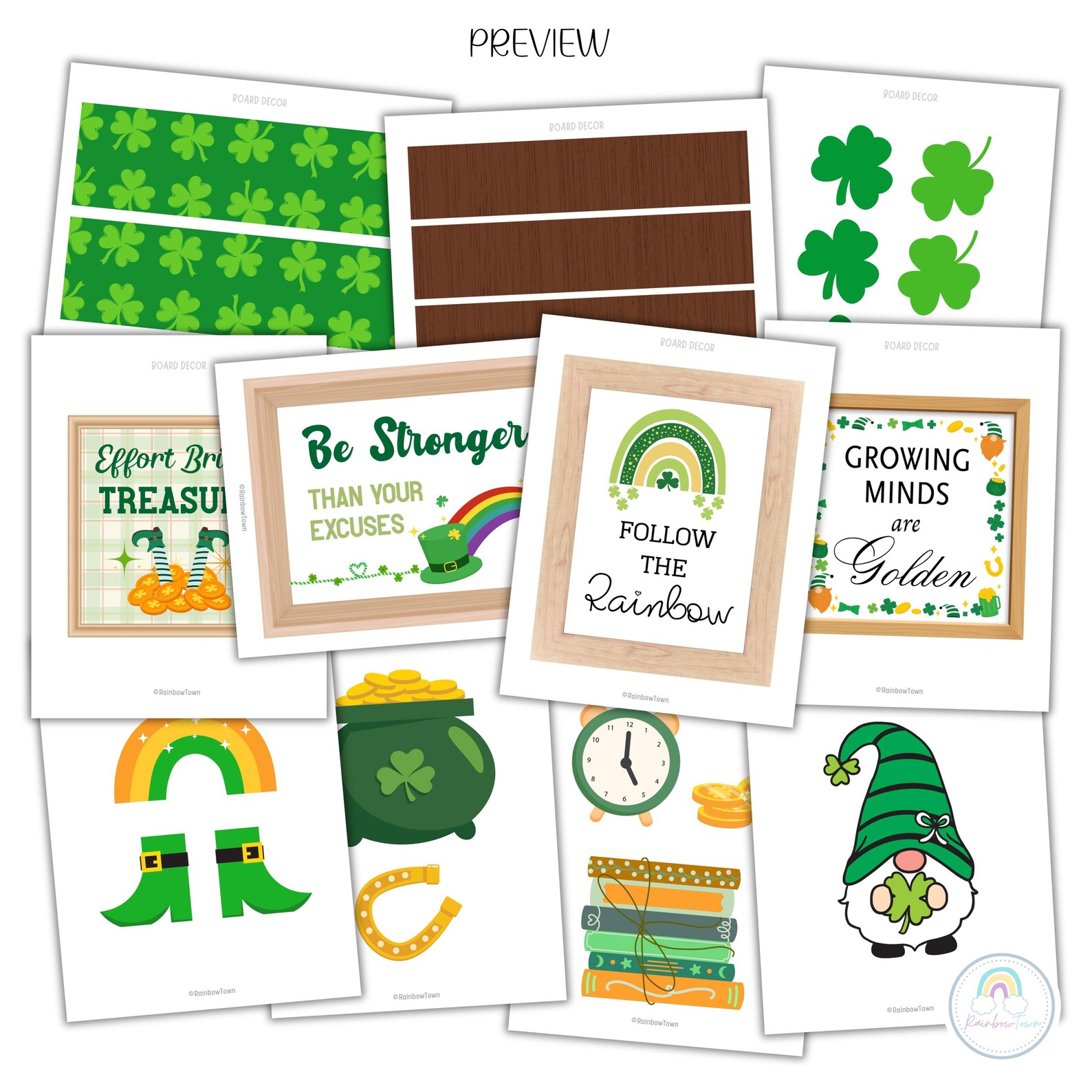 St. Patrick's Day Bulletin Board Printable Shelf Classroom Door Decor ...