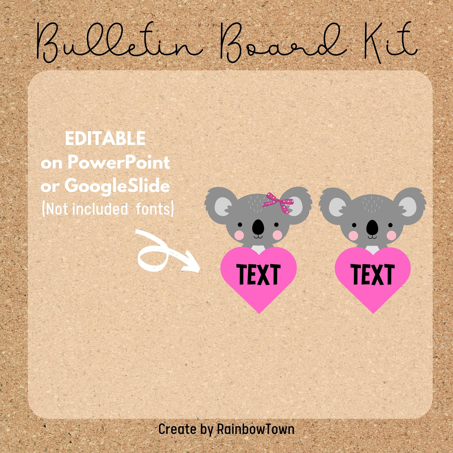 Valentine's Day Bulletin Board Koala Classroom Decor Printable Editable ...