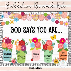Spring Bulletin Board Kit Blooming for Jesus Christian Classroom Decor ...