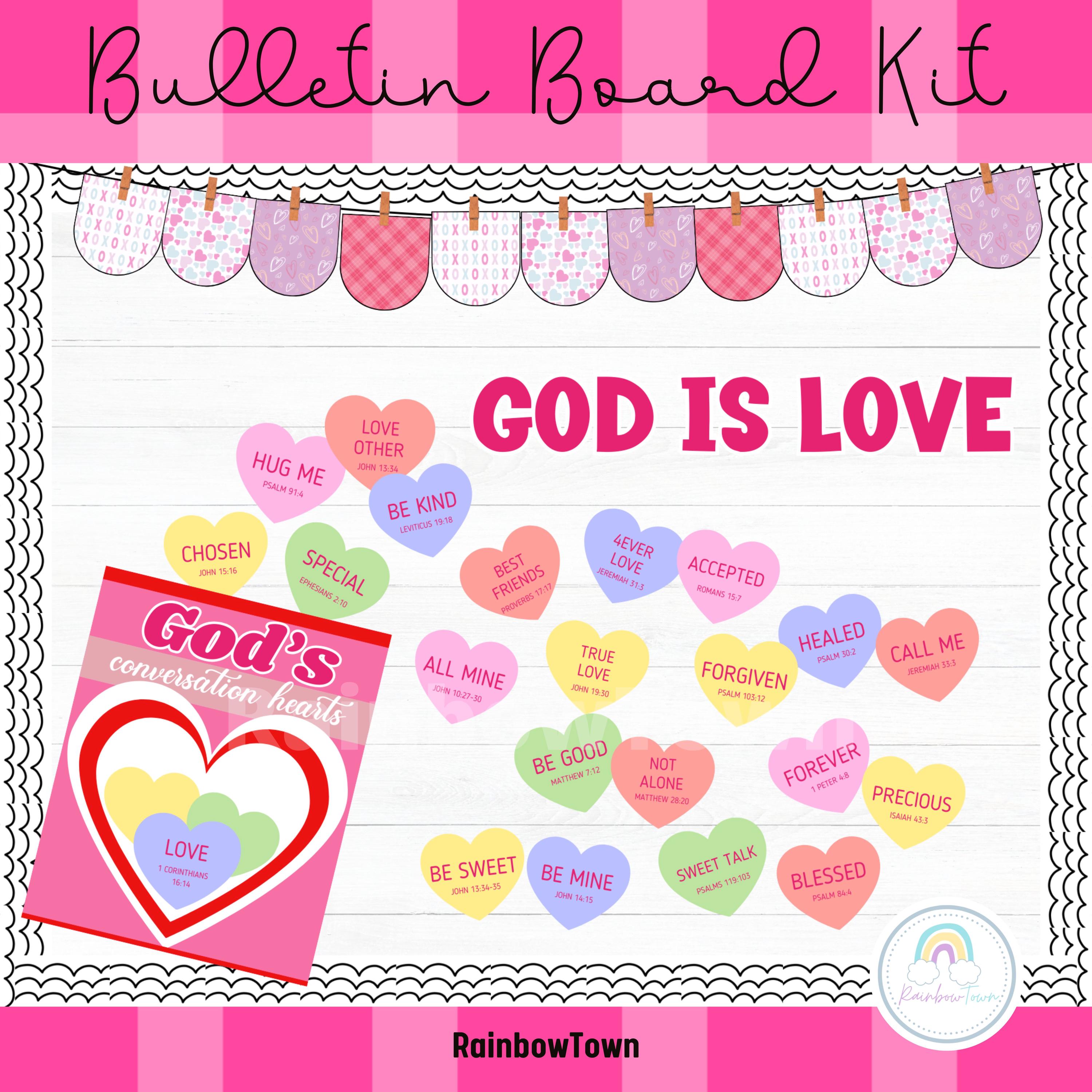 Valentine's Day Bulletin Board Kit God is Love Christian Classroom Door ...