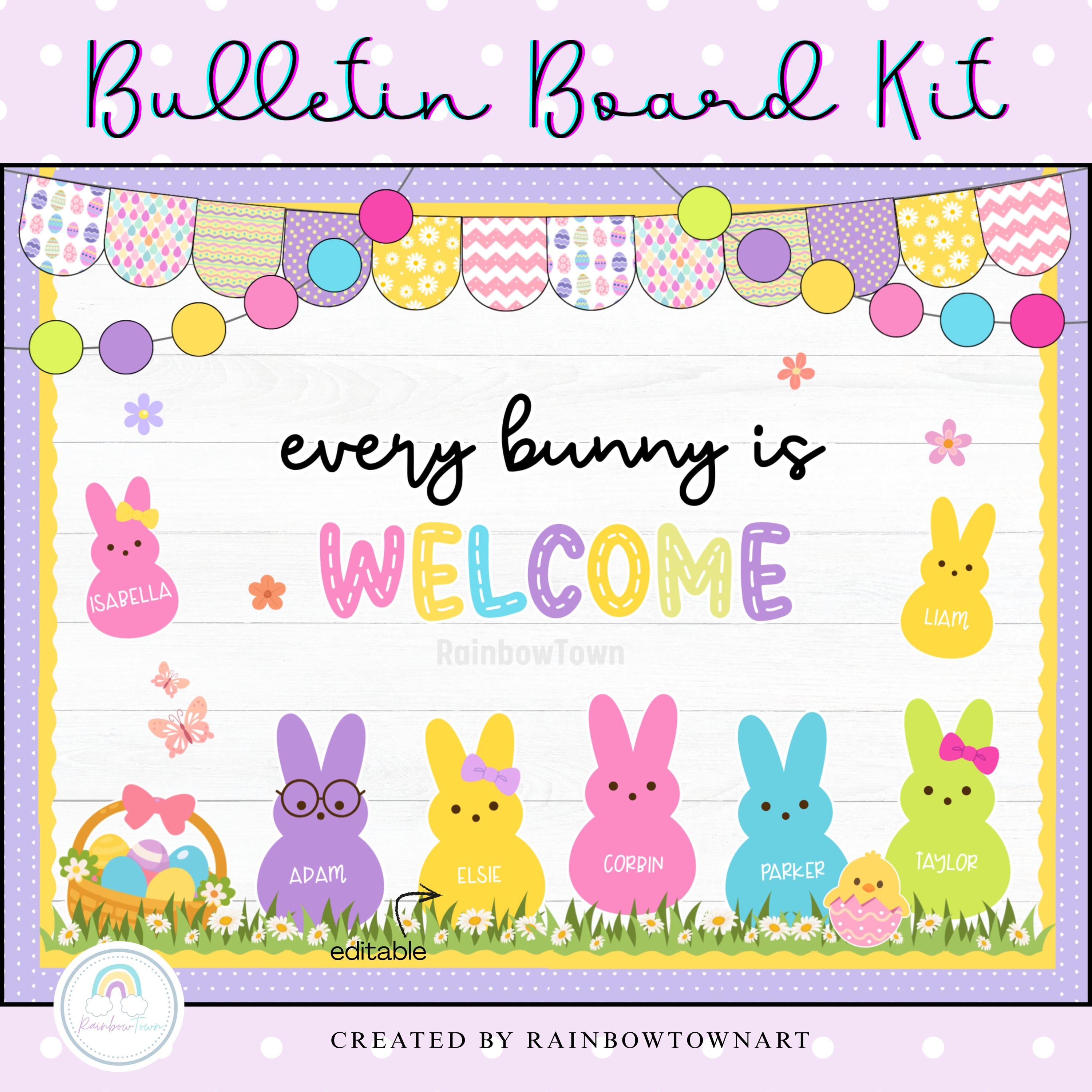 Easter Bulletin Board Kit Bunny Classroom Decor Printable & Editable - Etsy