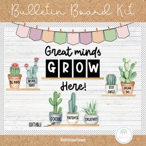 Stay Sharp Back to School Bulletin Board Cactus Modern Classroom ...