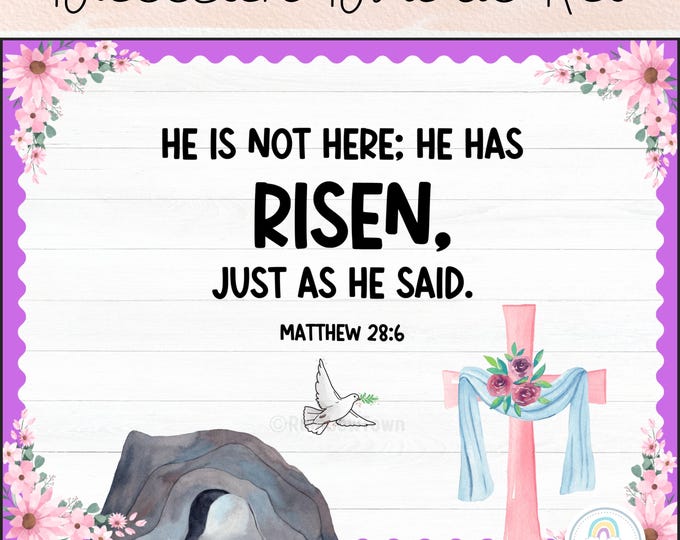 Easter Bulletin Board Kit He is Risen Christian Classroom Decor ...