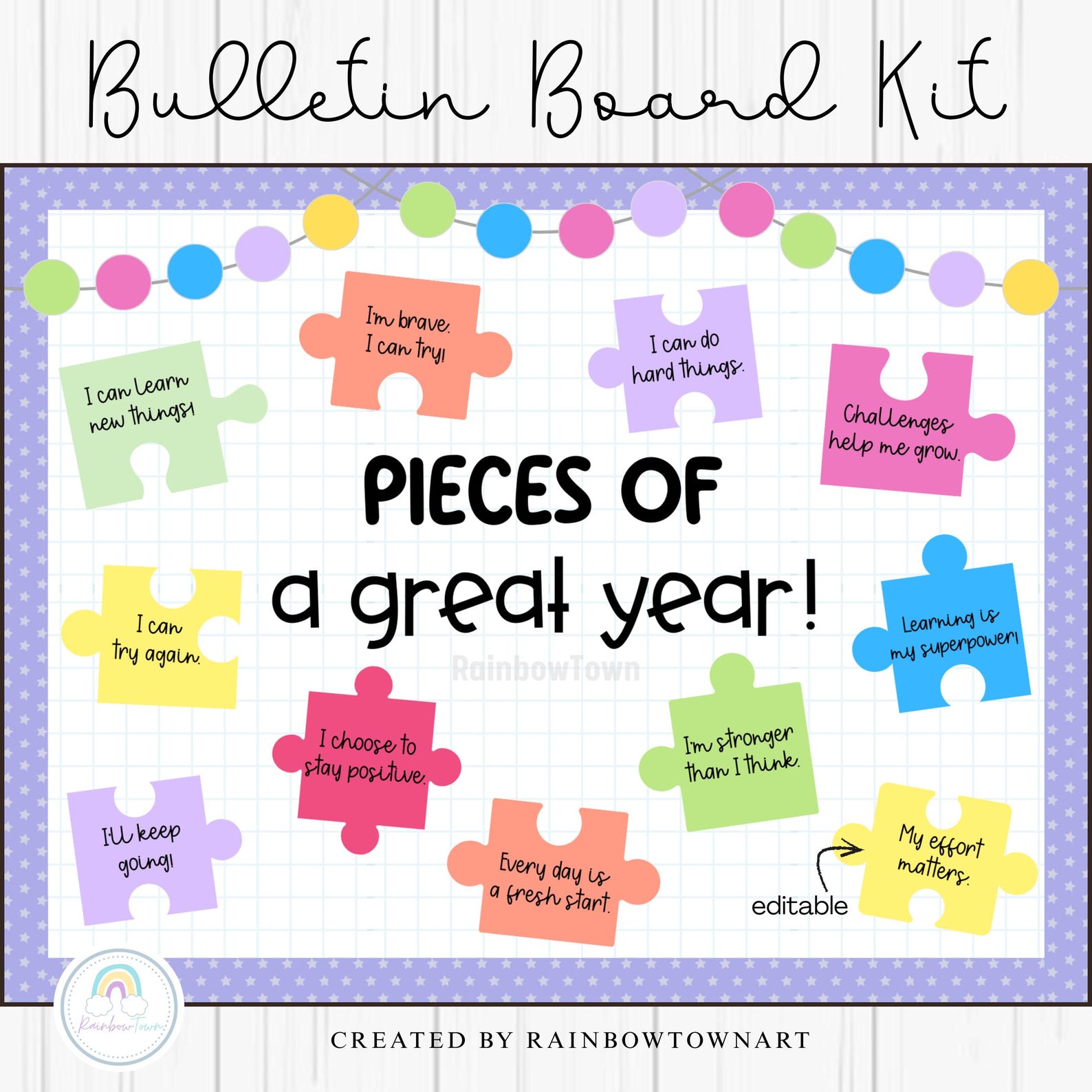 New Year Bulletin Board Kit Pieces of Success Motivational Classroom ...
