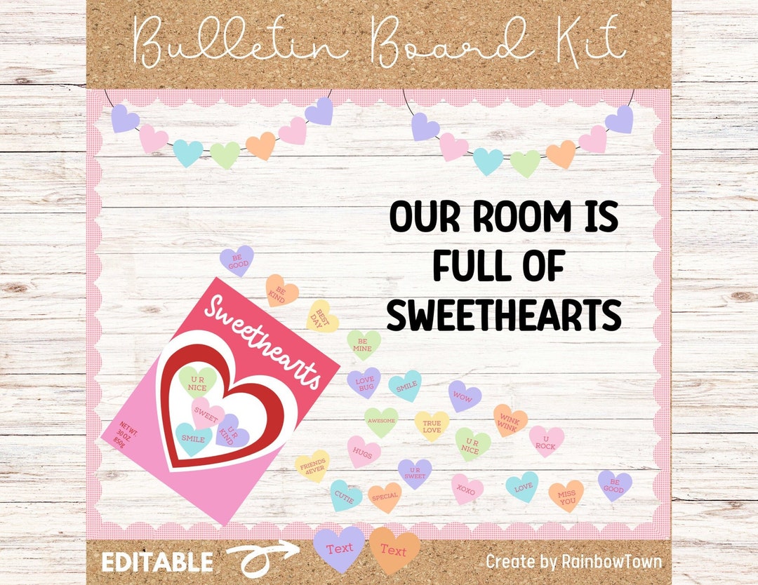 Valentines Day Bulletin Board Sweethearts Kindness Classroom Decor ...