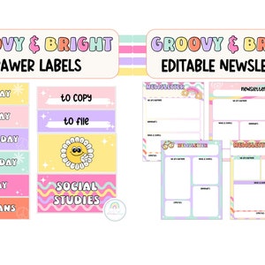 Groovy Bright Classroom Decor Bundle Printable Pastel Theme - Etsy
