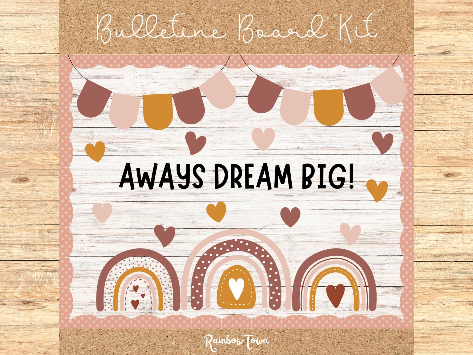 Neutral Rainbow Bulletin Board Kit: Boho Classroom Decor (PDF) - Etsy
