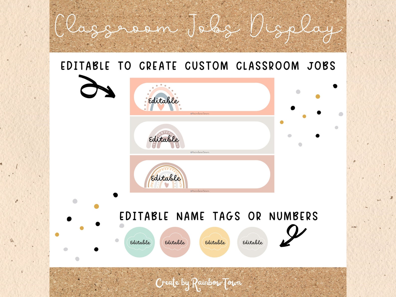 BOHO Rainbow Classroom Jobs Editable - Etsy
