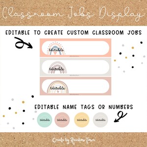 BOHO Rainbow Classroom Jobs Editable - Etsy