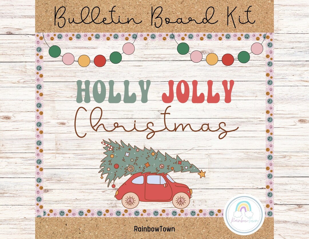 Christmas Bulletin Board Kit Groovy Classroom Decor Printable - Etsy