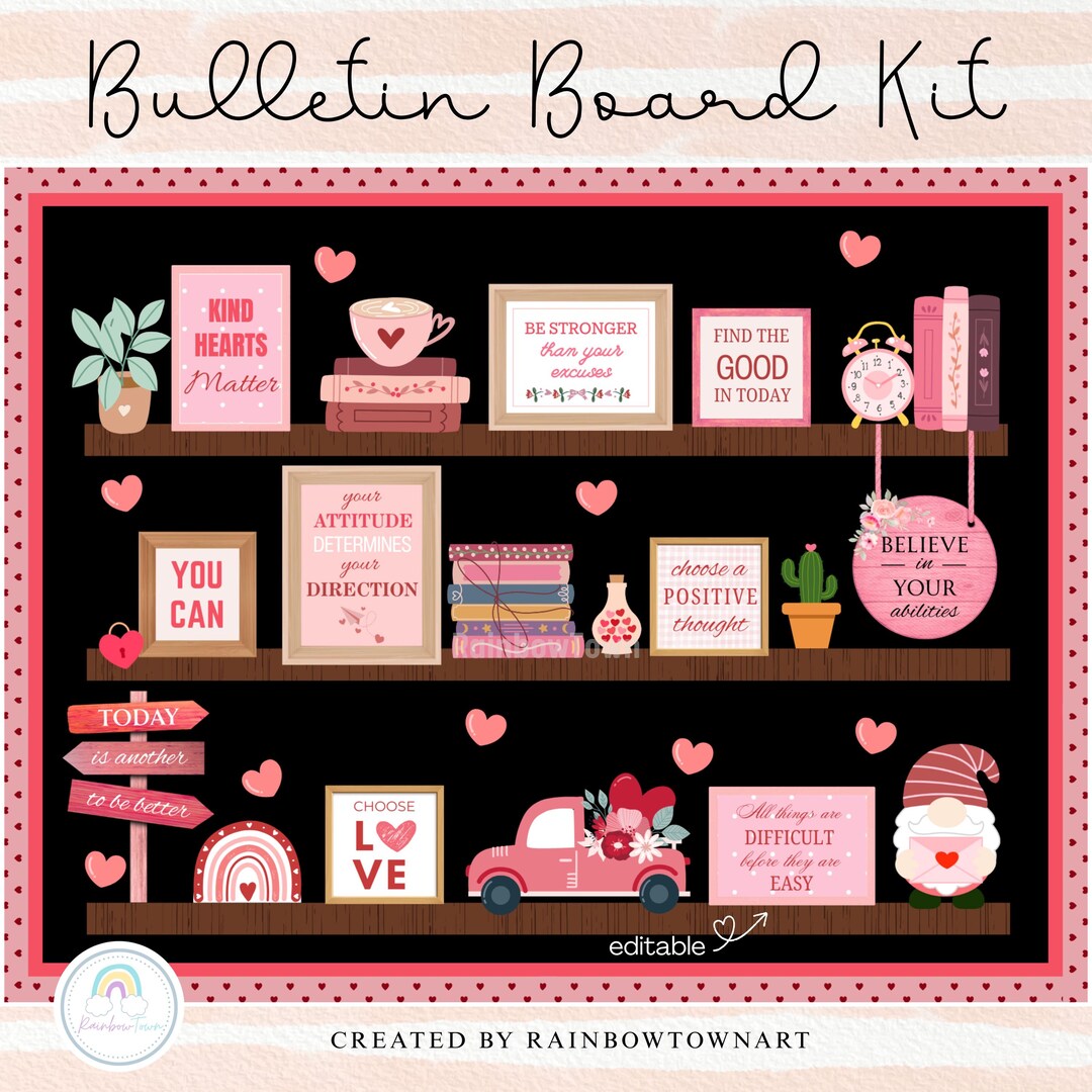Valentines Day Bulletin Board Printable Positive Classroom Door Decor ...