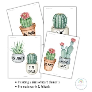 Stay Sharp Back to School Bulletin Board Cactus Modern Classroom ...