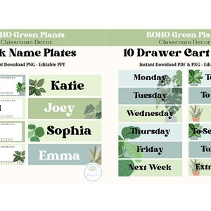 Boho Green Plant Classroom Decor Bundle Neutral Calm Classroom Theme ...
