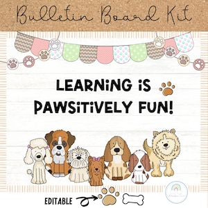 Back to School Bulletin Board Puppy Dogs Bulletin Board Kit Classroom ...