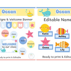 Ocean Pastel Classroom Decor Bundle Under the Sea Theme Decorations ...