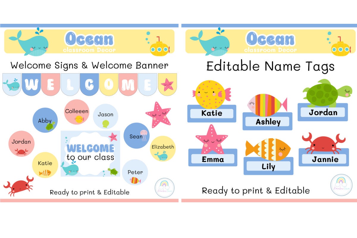 Ocean Pastel Classroom Decor Bundle Under the Sea Theme Decorations ...