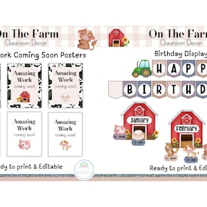 Farm Animal Classroom Decor Bundle Printable & Editable - Etsy